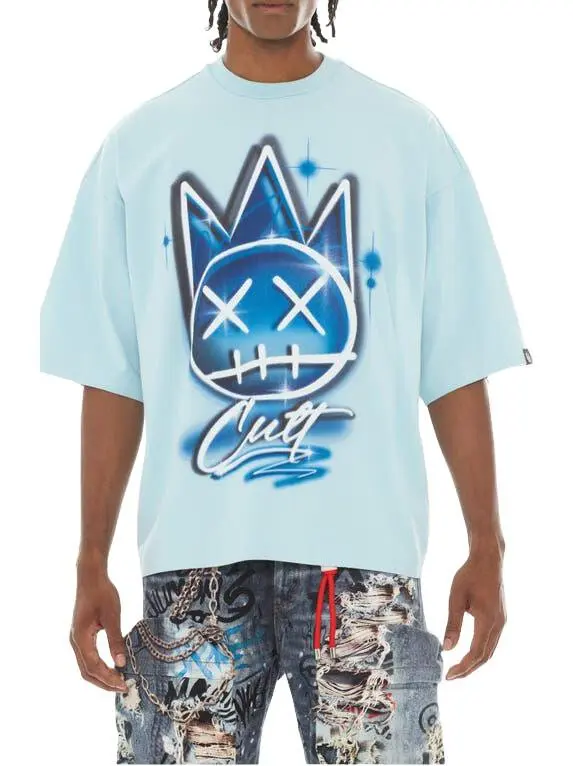 CULT OF INDIVIDUALITY Oversized Cotton Graphic T-shirt - Blue Glow
