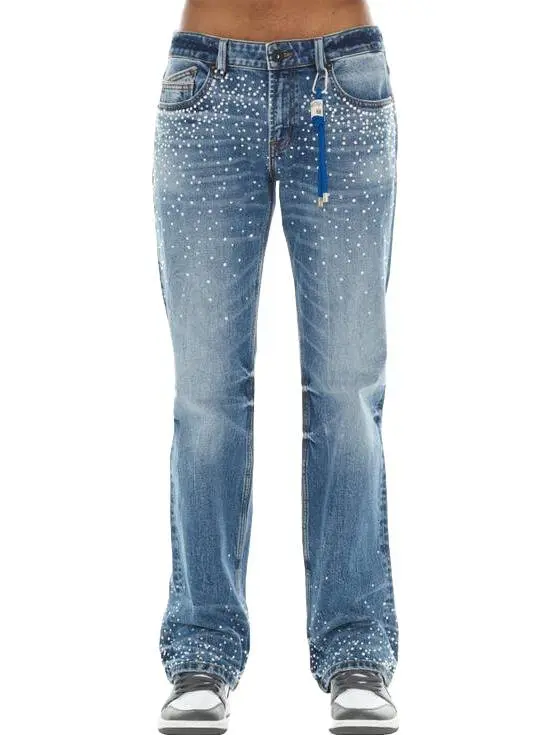 CULT OF INDIVIDUALITY Hagen Relaxed Straight Leg Jeans With Embellishments - Crystal