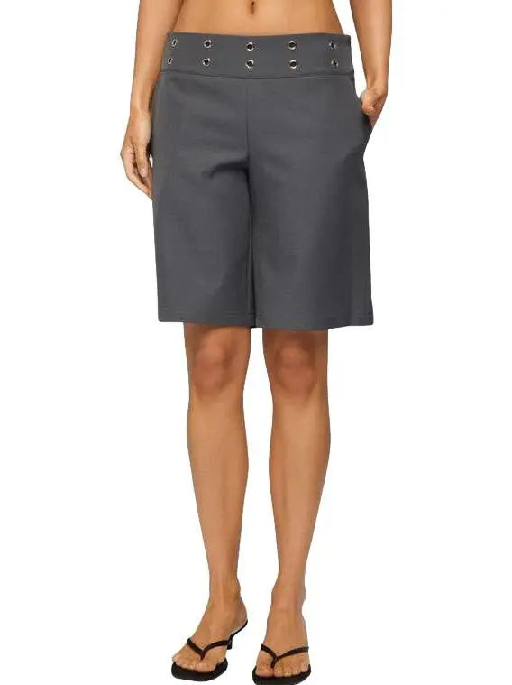 EDIKTED Grommet Low Rise Bermuda Shorts - Dark-gray
