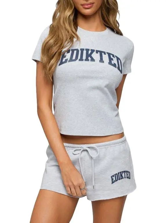 EDIKTED Sporty Babe Logo T-shirt - Gray-melange
