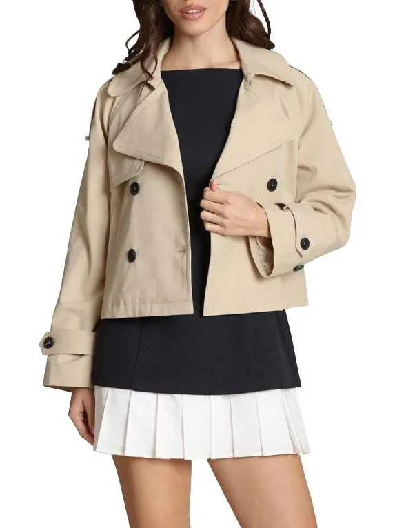 Avec Les Filles Double Breasted Cropped Trench Coat - Seashell