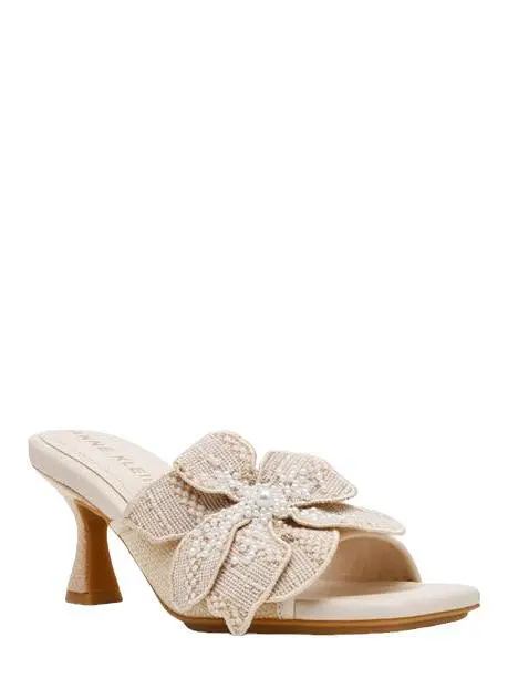 Anne Klein Embellished Floral Slide Sandal - Bone