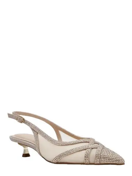 Anne Klein Jolene Kitten Heel Slingback Pump - Platinum Crystal