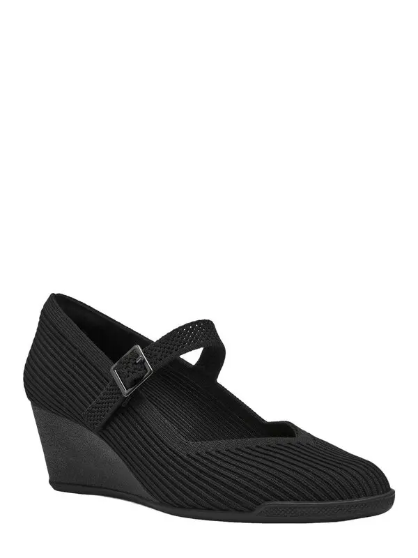 Anne Klein Trixie Wedge Mary Jane Pump - Black Knit