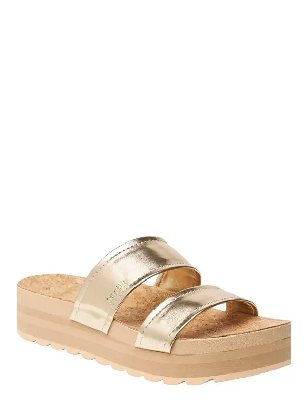 Sanuk Platform Two-strap Sandals - Gold
