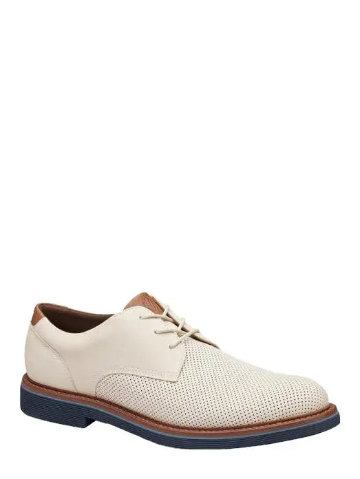 Johnston & Murphy Tyson Perforated Plain Toe Derby - Ivory Nubuck