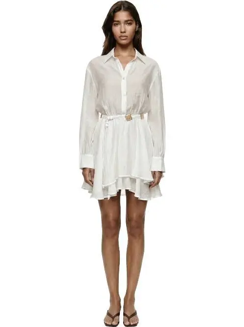 MONLICIA Alora Tencel Mini Shirt Dress - White