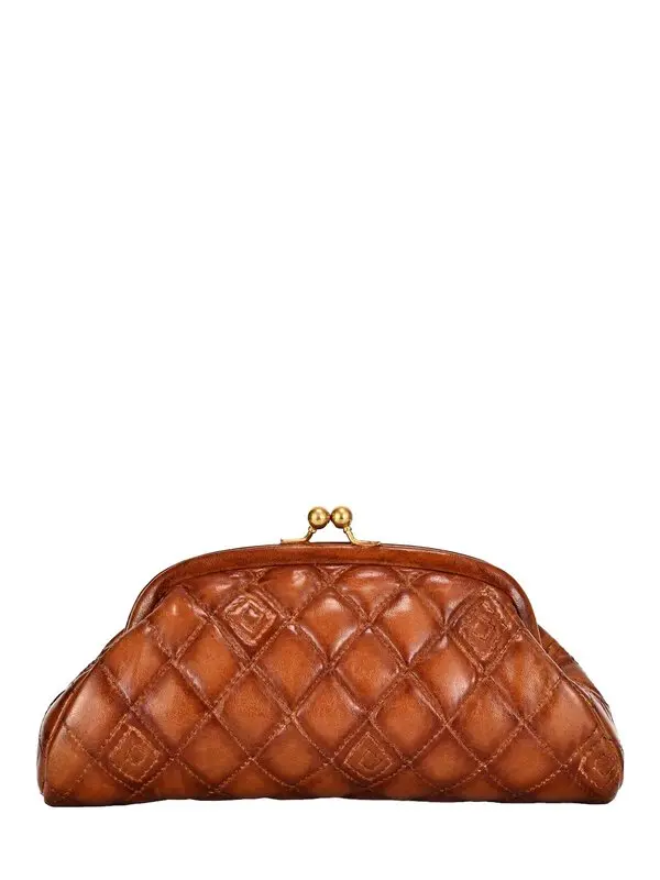 OLD TREND Petunia Quilted Leather Beauty Pouch - Cognac
