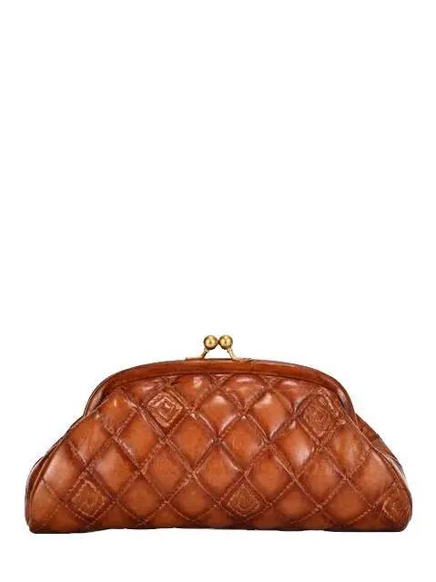 OLD TREND Petunia Quilted Leather Beauty Pouch - Cognac