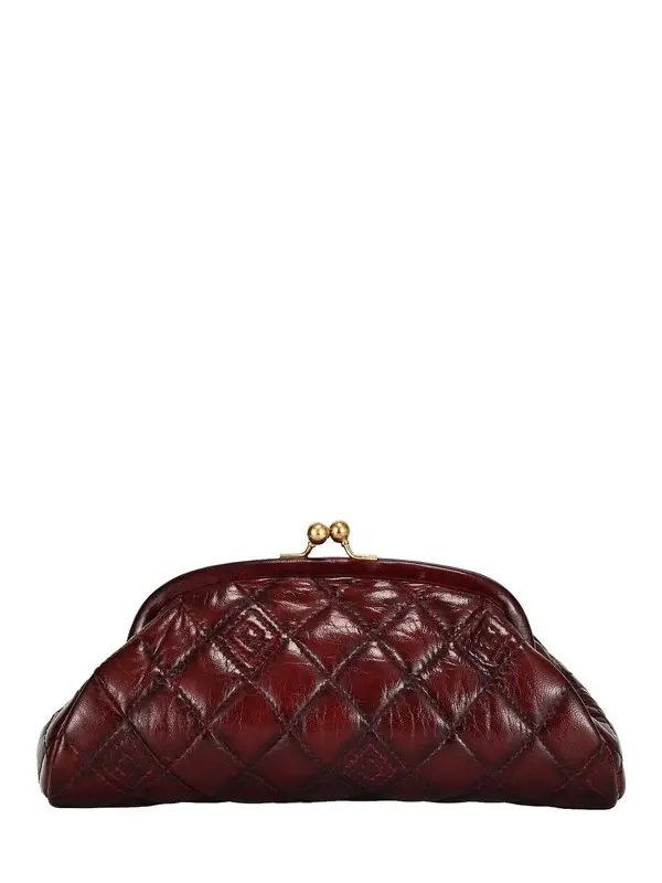 OLD TREND Petunia Quilted Leather Beauty Pouch - Oxblood