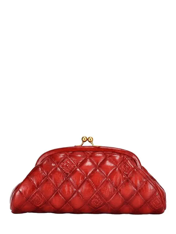 OLD TREND Petunia Quilted Leather Beauty Pouch - Red