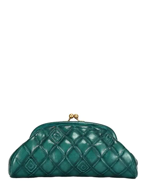 OLD TREND Petunia Quilted Leather Beauty Pouch - Teal