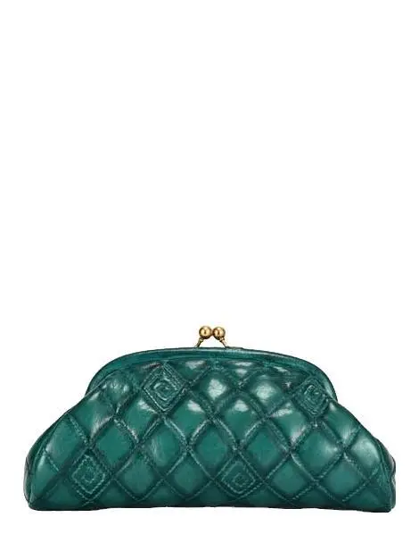 OLD TREND Petunia Quilted Leather Beauty Pouch - Teal