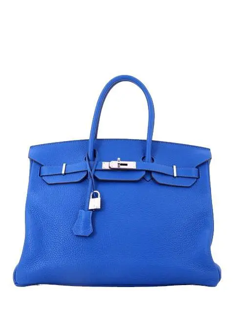 Hermès Birkin Handbag Clemence With Palladium Hardware 35 - Blue