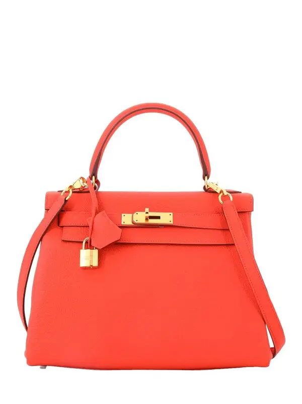 Hermès Kelly Handbag Orange Togo With Gold Hardware 28 - Capucine