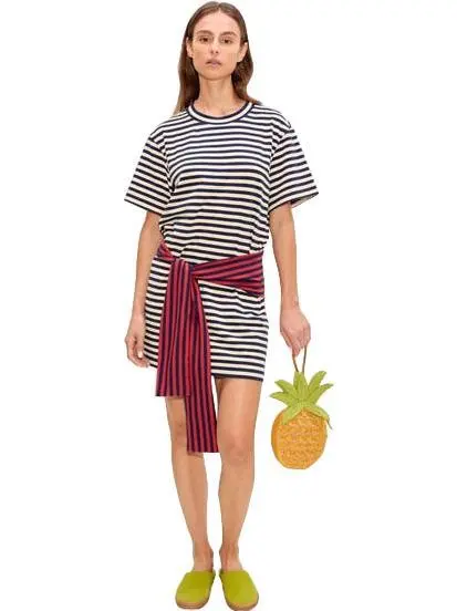 SIMONMILLER Lottie T-shirt Dress With Tie Waist - Navy Stripe Combo