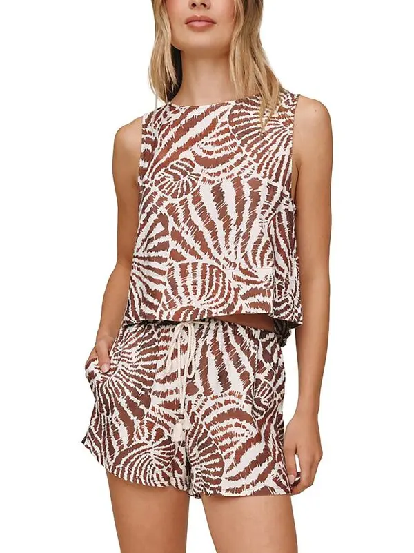 Bella Dahl Sleeveless Split Back Boat Neck Top - Abstract Shell Print