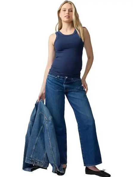 INGRID & ISABEL Seamless Maternity Rib Tank - Navy