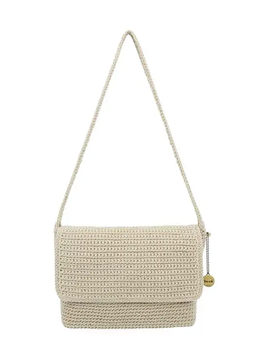 THE SAK Marlow Crochet Flap Shoulder Bag With Embroidered Fish Detail - Ecru