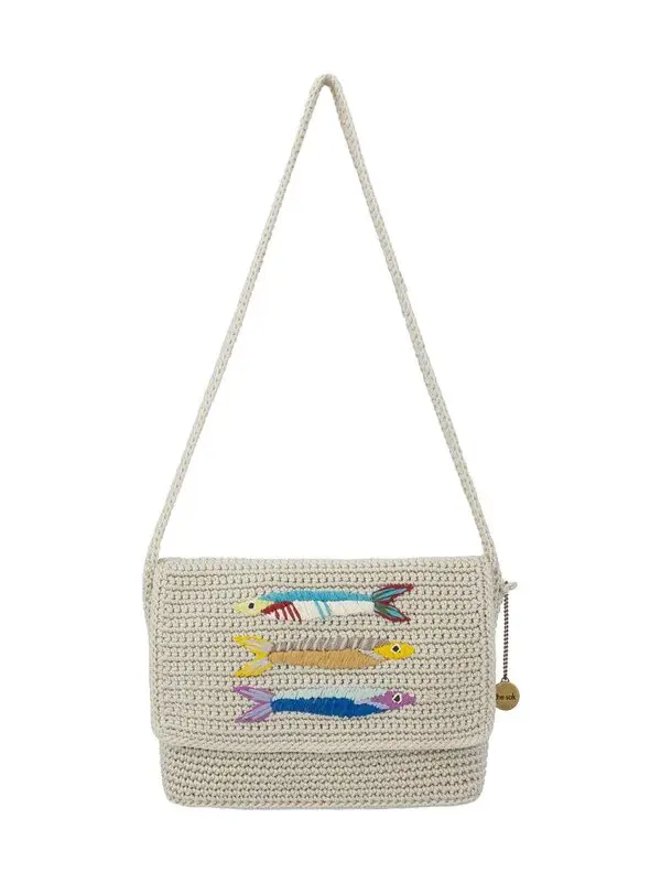 THE SAK Marlow Crochet Flap Shoulder Bag With Embroidered Fish Detail - Sardines