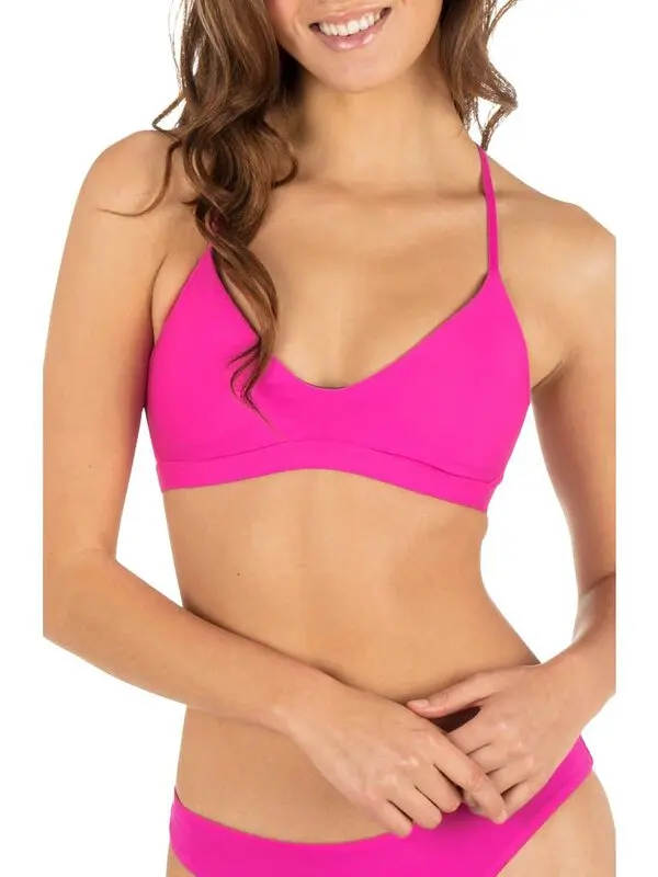 Hurley Racerback Bikini Top With Lace-up Back - Azalea