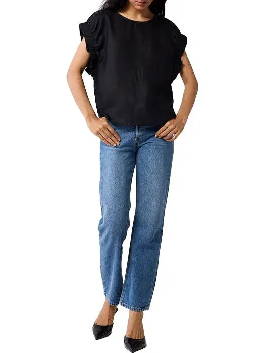 REISTOR Gathered Sleeve Hemp Top - Black