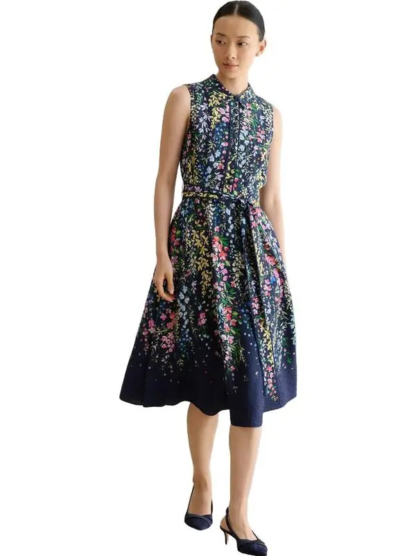 HOBBS LONDON Floral Collared Midi Shirt Dress - Midnightmulti