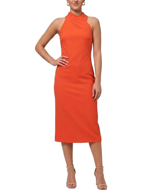Rachel Rachel Roy Harland Crossover Halter Midi Dress - Cherry Tomato