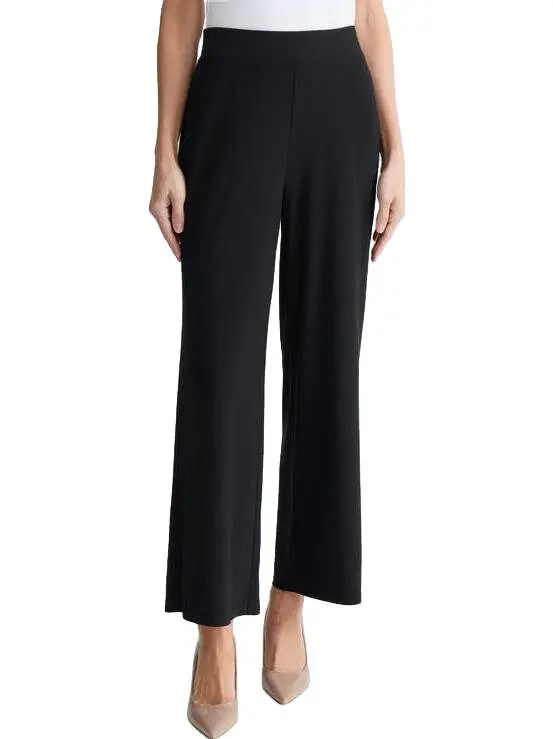 KASPER Wide Leg Pull-on Ankle Pants - Black