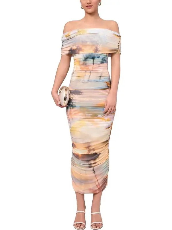 Rachel Rachel Roy Aubree Off-the-shoulder Ruched Maxi Dress - Light Pastel Orange