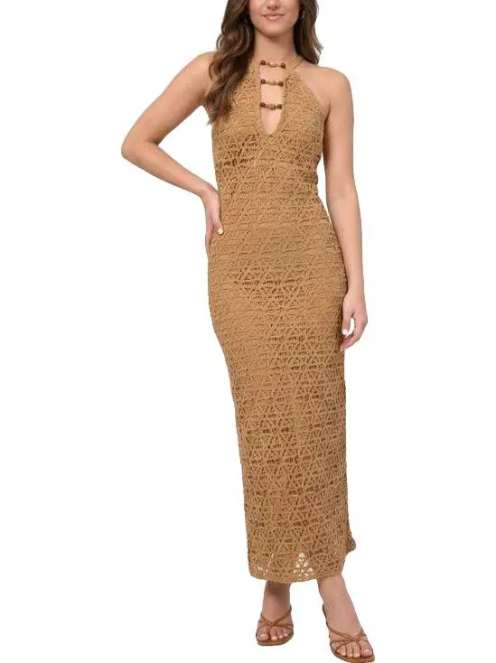 Rachel Rachel Roy Aitana Bead Keyhole Crochet Maxi Dress - Medium Brown