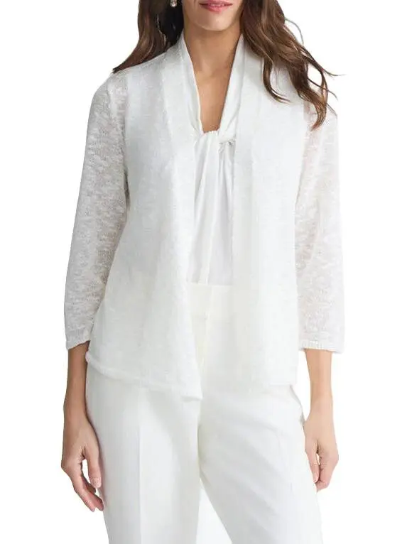 KASPER Open Front Slub Cardigan - Vanilla Ice