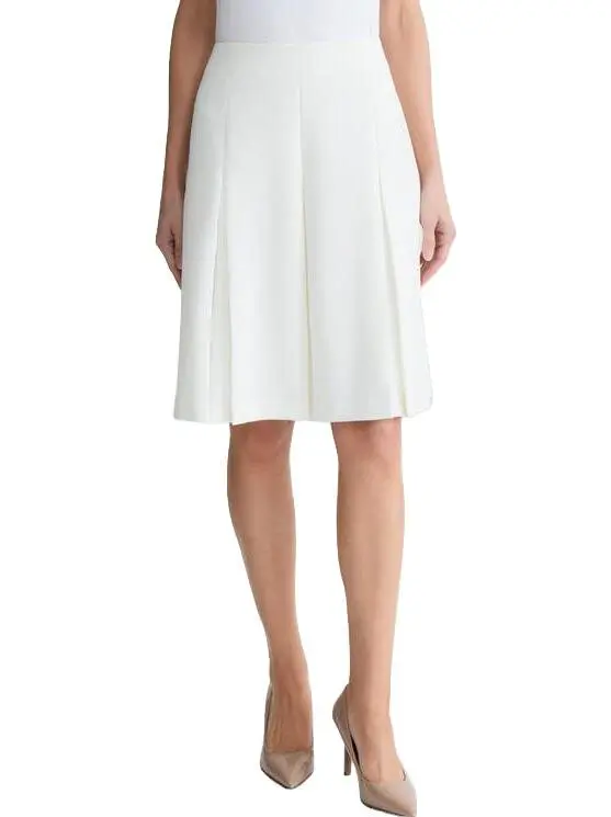 KASPER Pleated Stretch Crepe Skirt - Vanilla Ice