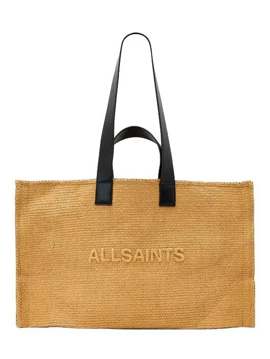 ALLSAINTS Lutece Woven Straw Tote Bag - Biscuit Brown