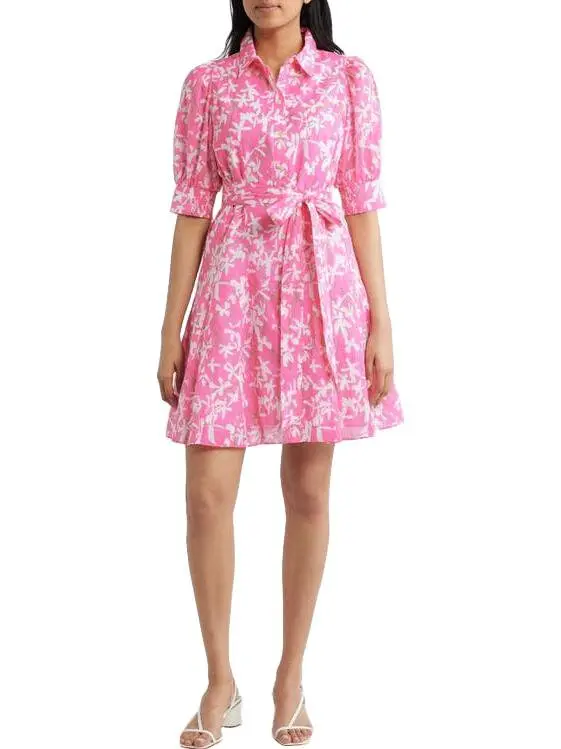 Lilly Pulitzer® Larkyn Floral Print Belted Shirt Dress - Confetti Pink Liza