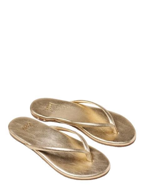 Beek Sunbeam Flip Flop In Metallic Leather - Gold