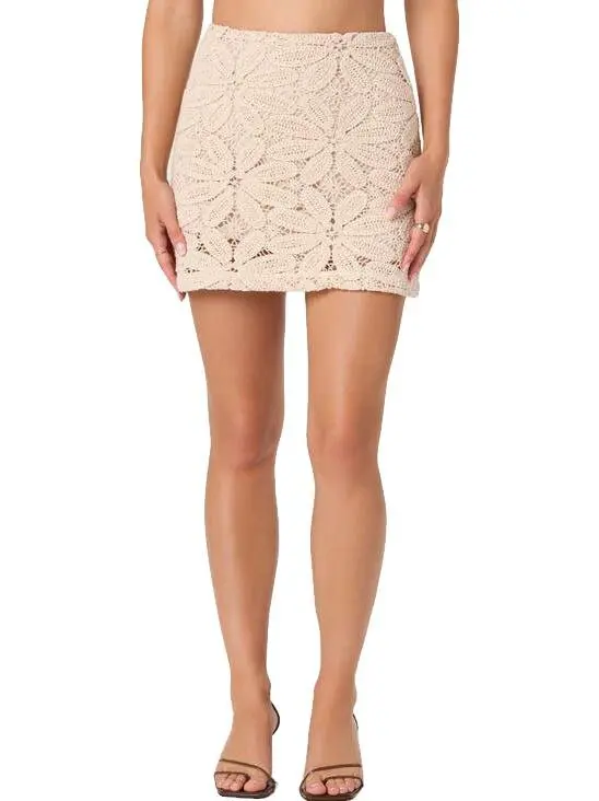 Astr The Label Medina Lace Miniskirt - Natural