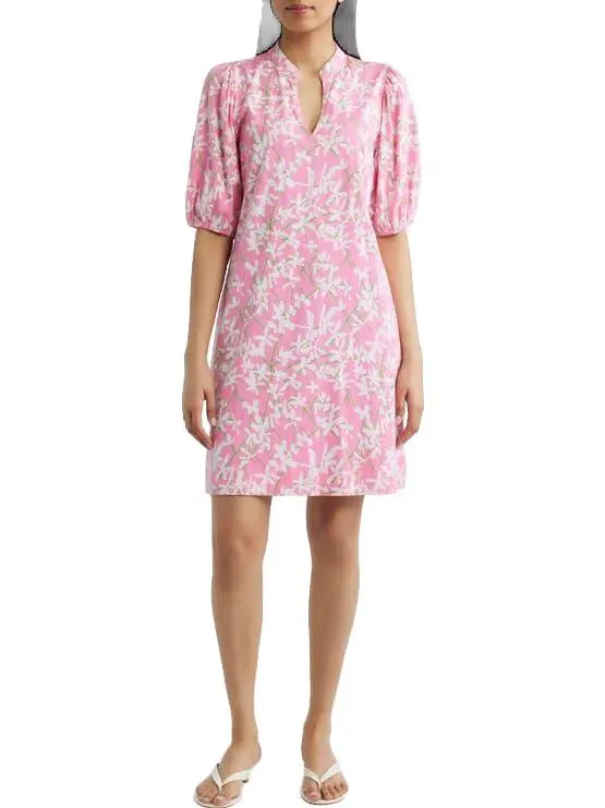 Lilly Pulitzer® Carey Floral Print Puff Sleeve Mini Dress - Confetti Pink Liza Overprint