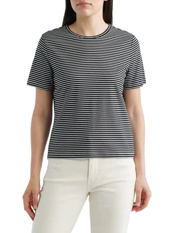 Spanx Spnax® Lightweight Striped Cotton Crewneck T-shirt - Minishutter Cb/l