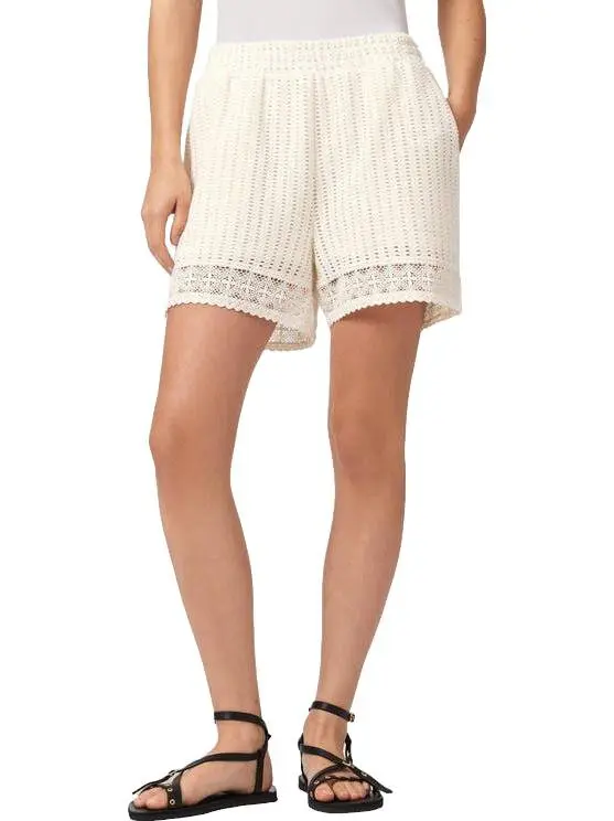 ALLSAINTS Elma Open Stitch Lace Trim Shorts - Mallow White