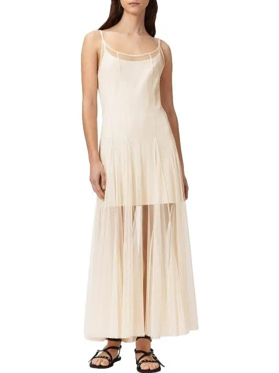 ALLSAINTS Harmonia Mesh Maxi Dress - Tofu White