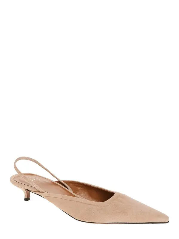 ATP ATELIER Lana Suede Slingback Kitten Heel Pumps - Cipria