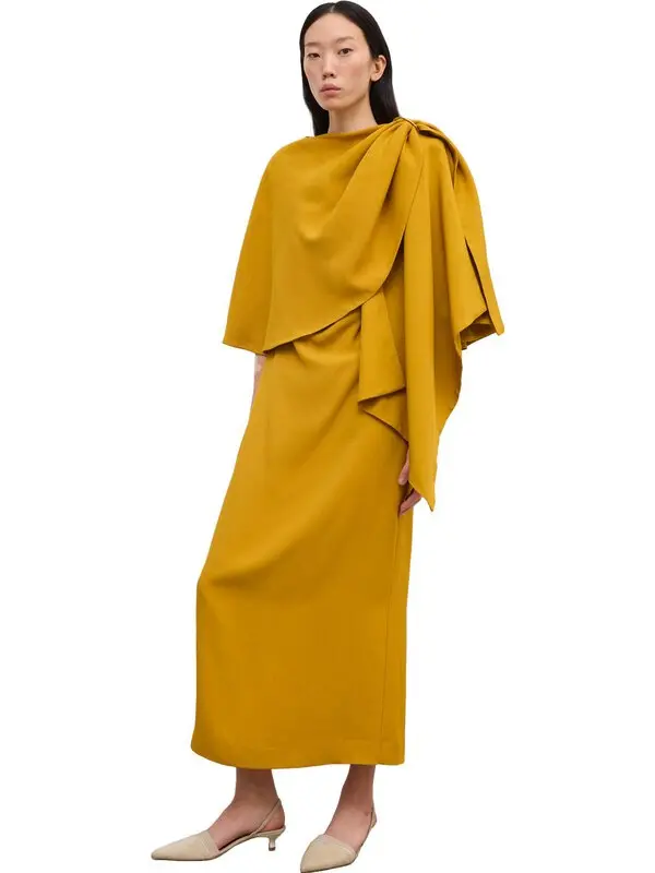 HOUSE OF DAGMAR Sleeveless Drape Neckline Maxi Dress - Golden Yellow