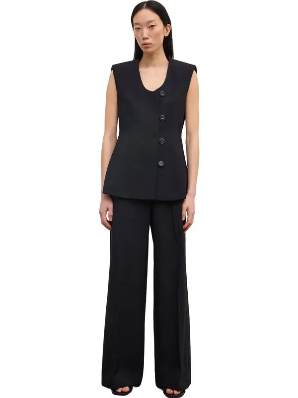 HOUSE OF DAGMAR Sleeveless Blazer - Black