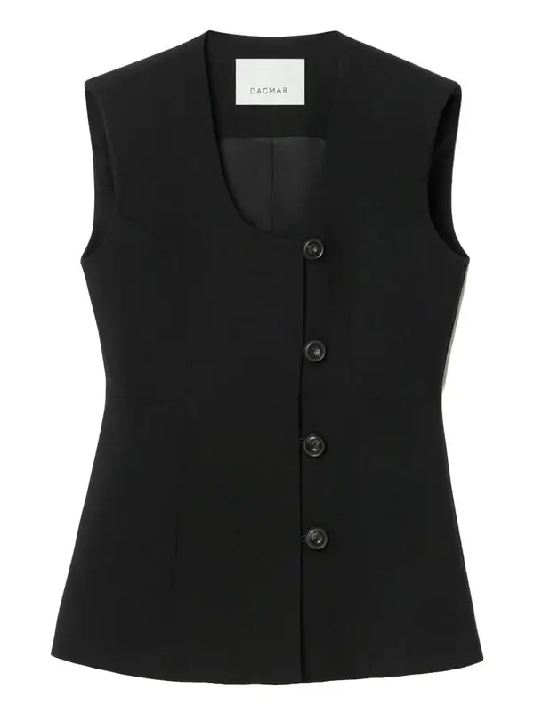 HOUSE OF DAGMAR Sleeveless Blazer - Black