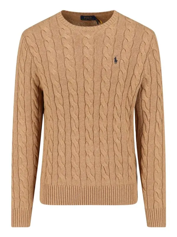 Polo Ralph Lauren Cable Knit Crew Neck Sweater - Brown