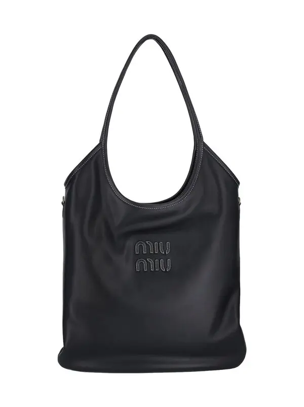 Miu Miu Ivy" Leather Tote Bag - Black