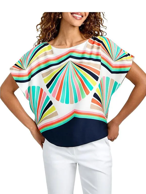 Trina Turk Breezy Top" Printed Modal Short Sleeve Blouse - Coppelia