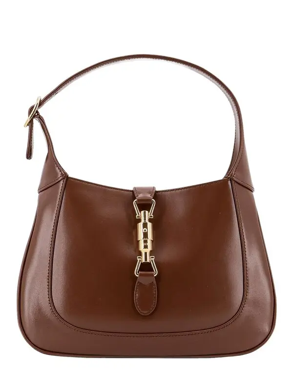 Gucci Leather Shoulder Bag With Metal Details - Brown