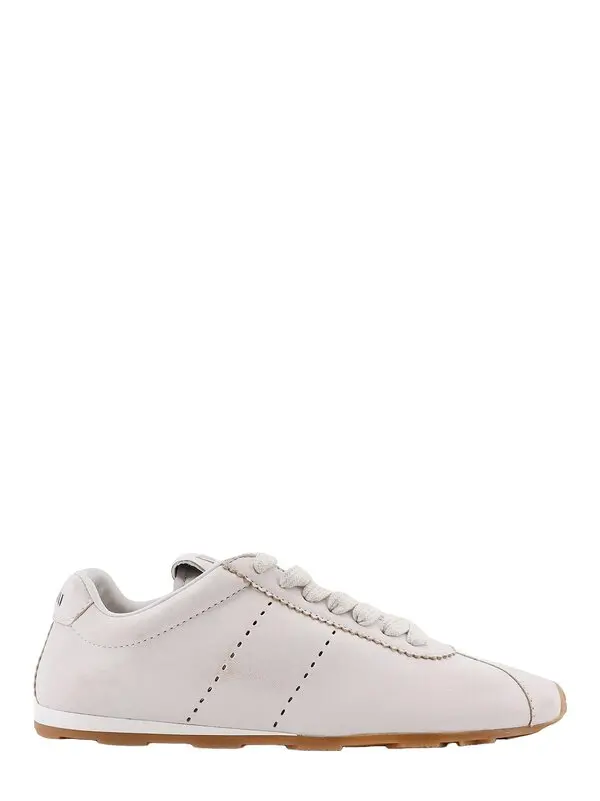 Miu Miu Lace-up Leather Sneakers - White
